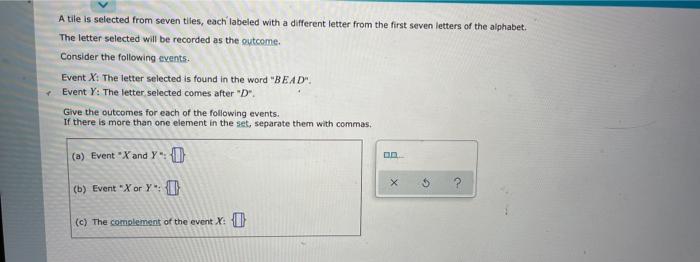 Solved A tile is selected from seven tiles, each labeled | Chegg.com