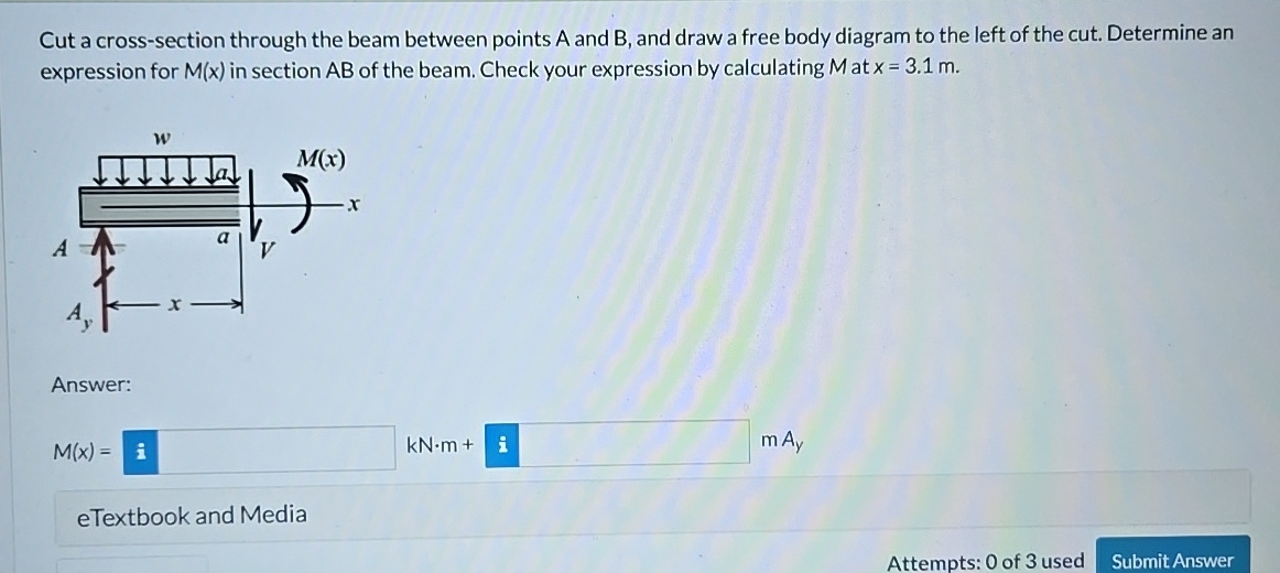 Solved Cut a cross-section through the beam between points A | Chegg.com