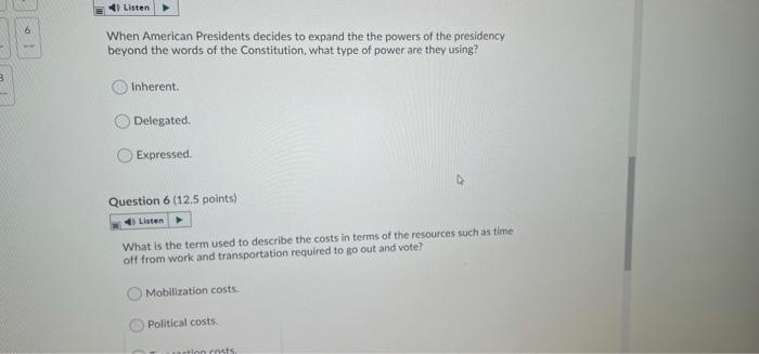 Solved Listen 6 When American Presidents decides to expand | Chegg.com