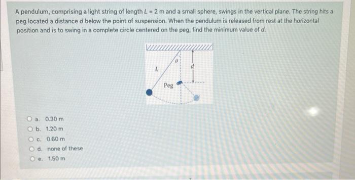 Solved A pendulum, comprising a light string of length L=2 m | Chegg.com Solved A pendulum, comprising a light string of length L=2 m | Chegg.com