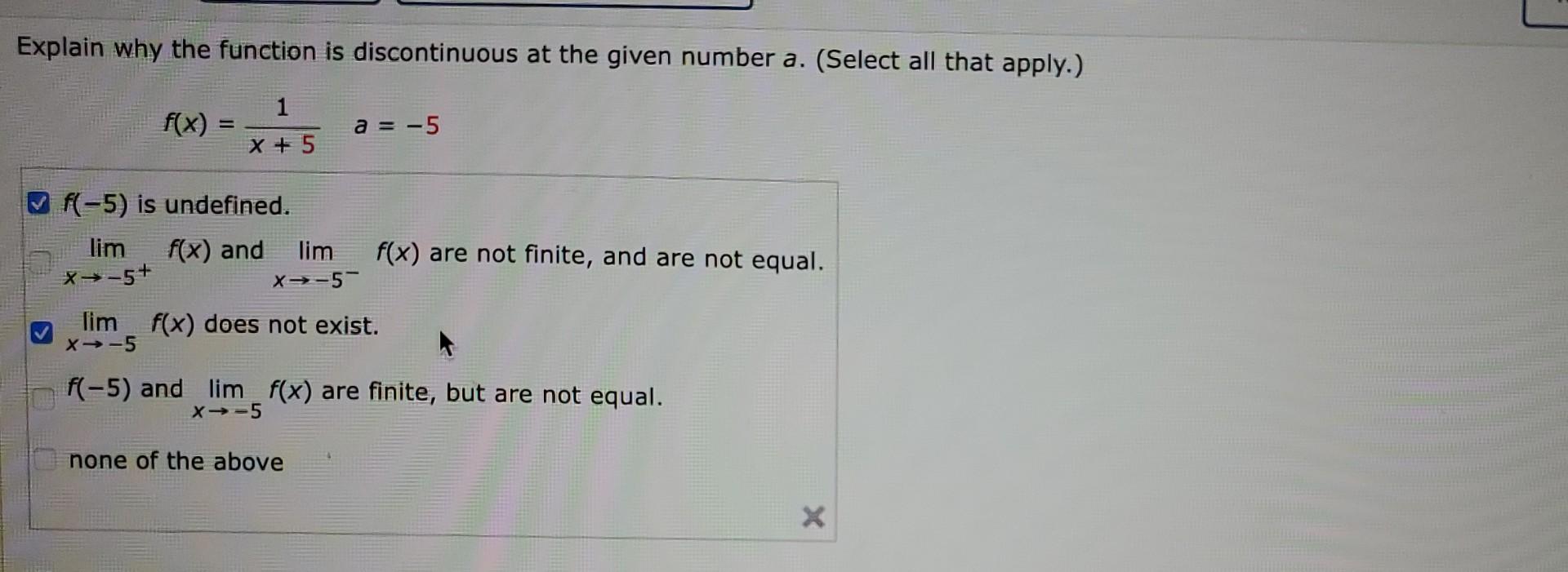 Solved Explain Why The Function Is Discontinuous At The