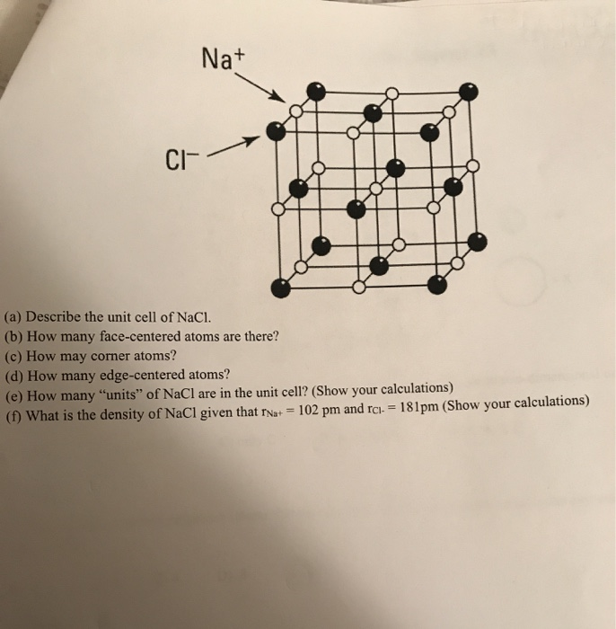 Solved Nat CI (a) Describe the unit cell of NaCl. (b) How | Chegg.com