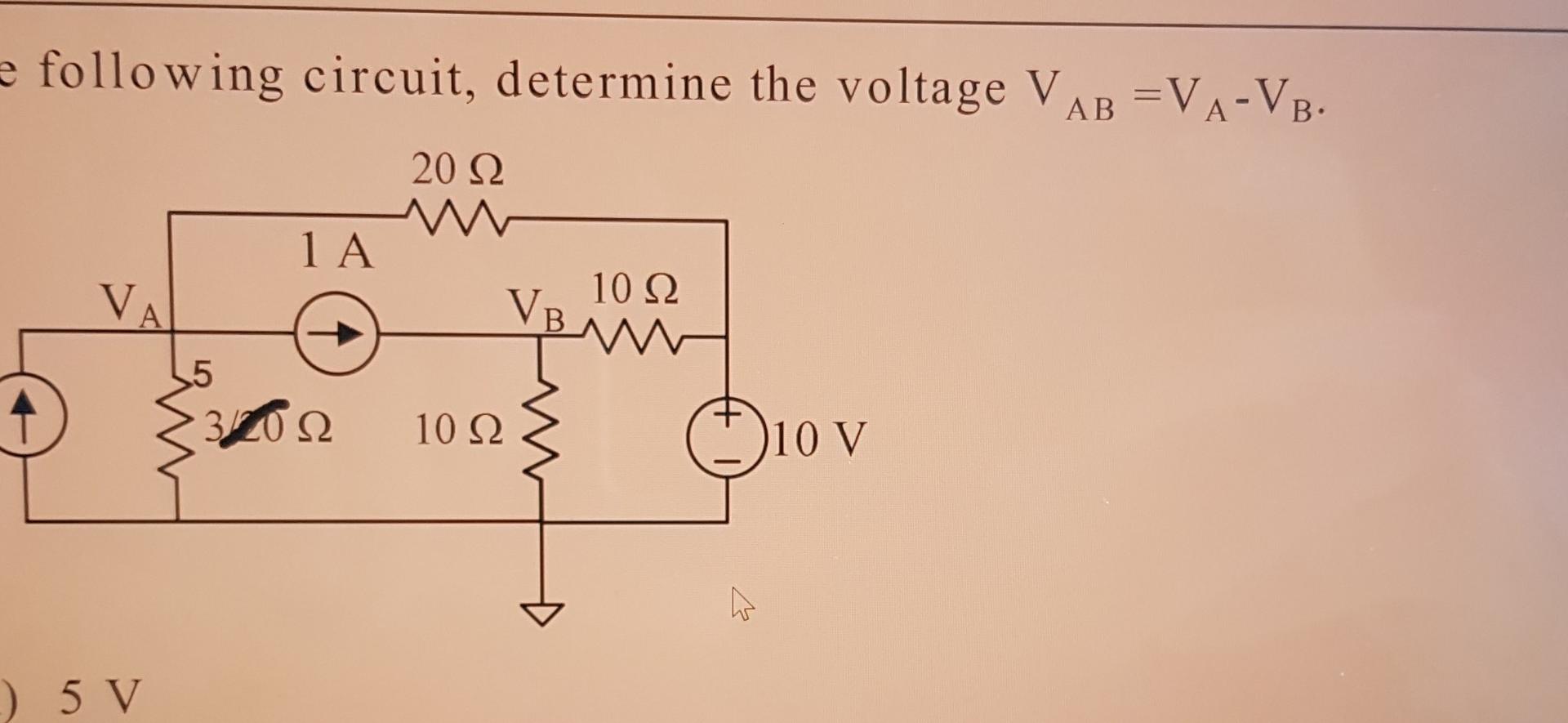 Solved e following circuit, determine the voltage VaB | Chegg.com