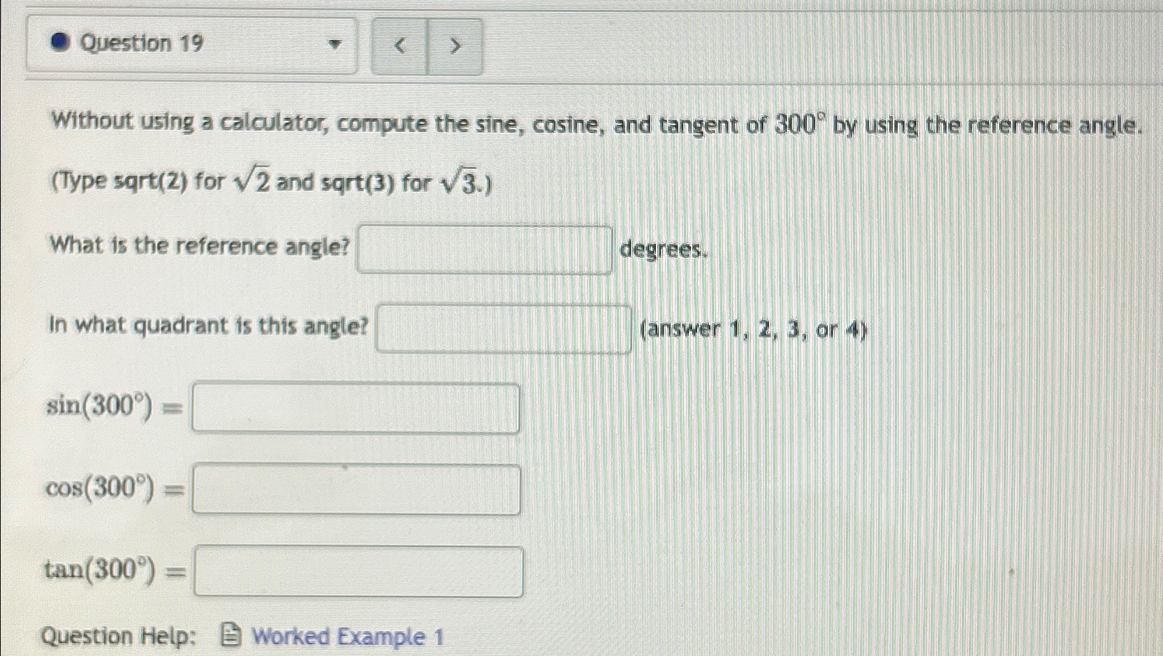Solved Without using a calculator, compute the sine, | Chegg.com