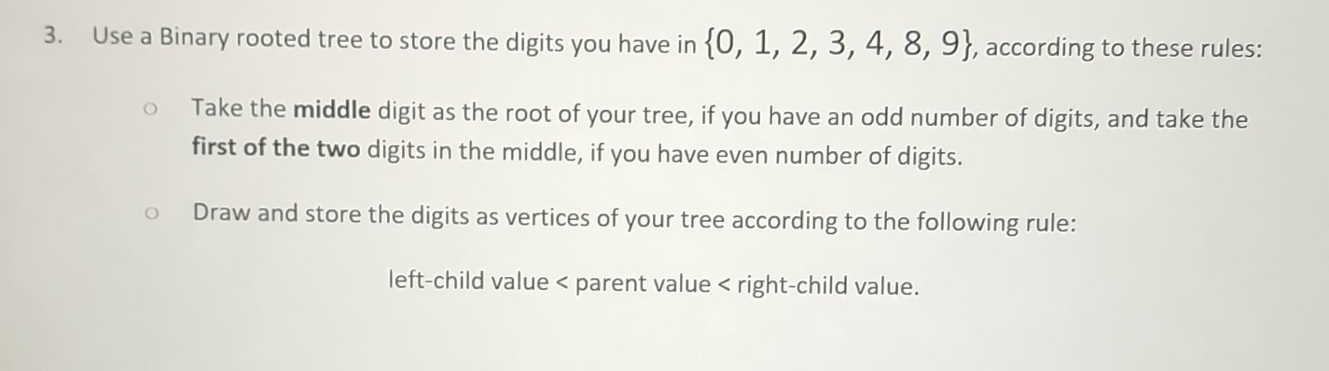 Solved 3 Use A Binary Rooted Tree To Store The Digits You