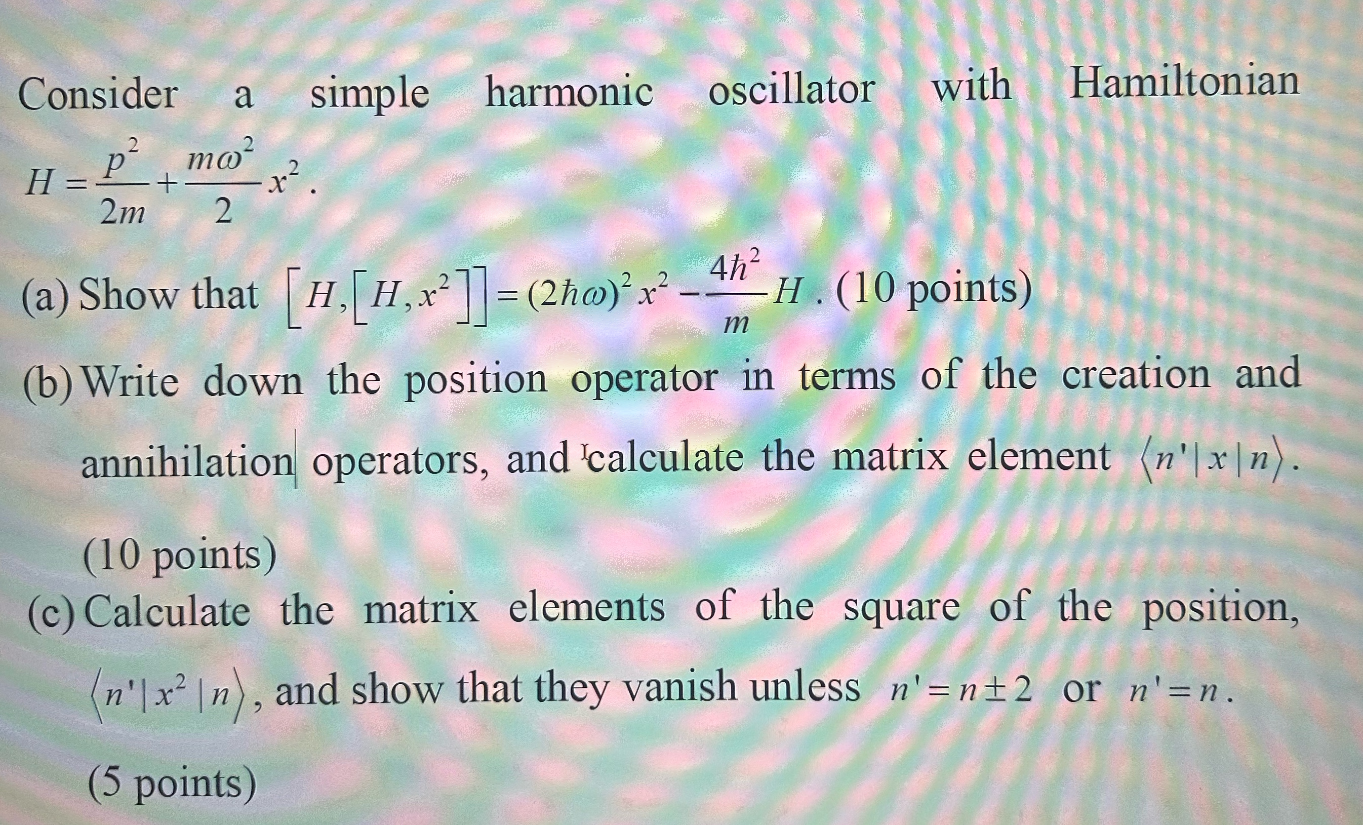 Solved Consider a simple harmonic oscillator with | Chegg.com