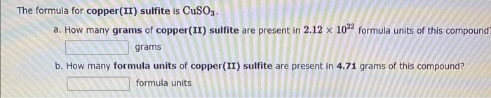 Solved The formula for copper(II) sulfite is CuSO3. a. How | Chegg.com