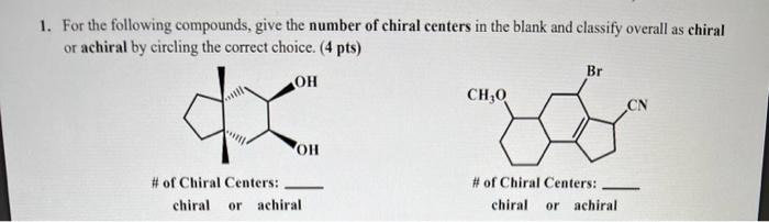 Solved 1. For the following compounds, give the number of | Chegg.com