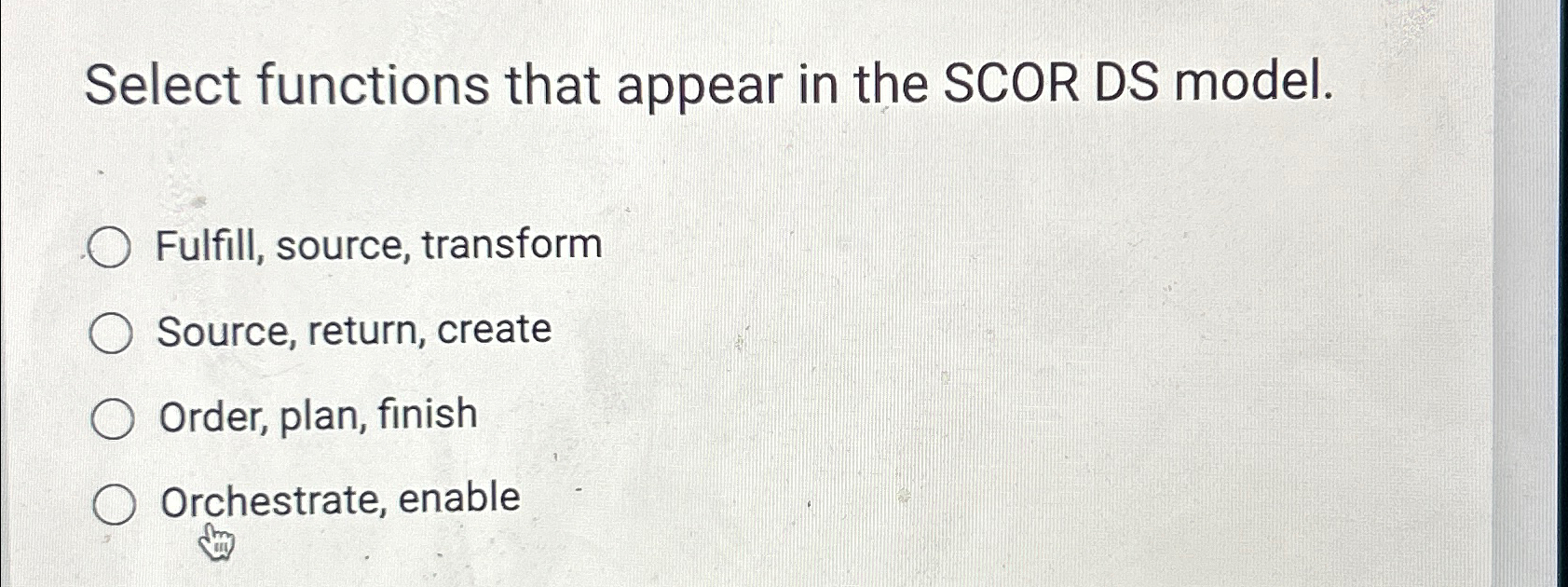 Solved Select functions that appear in the SCOR DS | Chegg.com