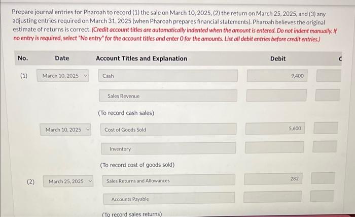 Solved On March 10,2025. Pharoah Company sold to Coronado | Chegg.com