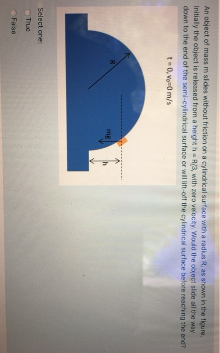 Solved An object of mass m slides without friction on a | Chegg.com