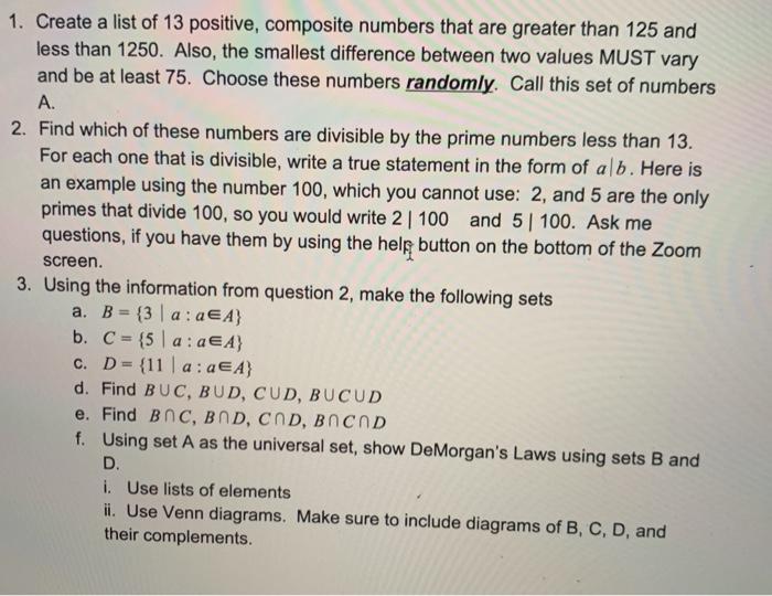 Solved 1. Create a list of 13 positive, composite numbers | Chegg.com