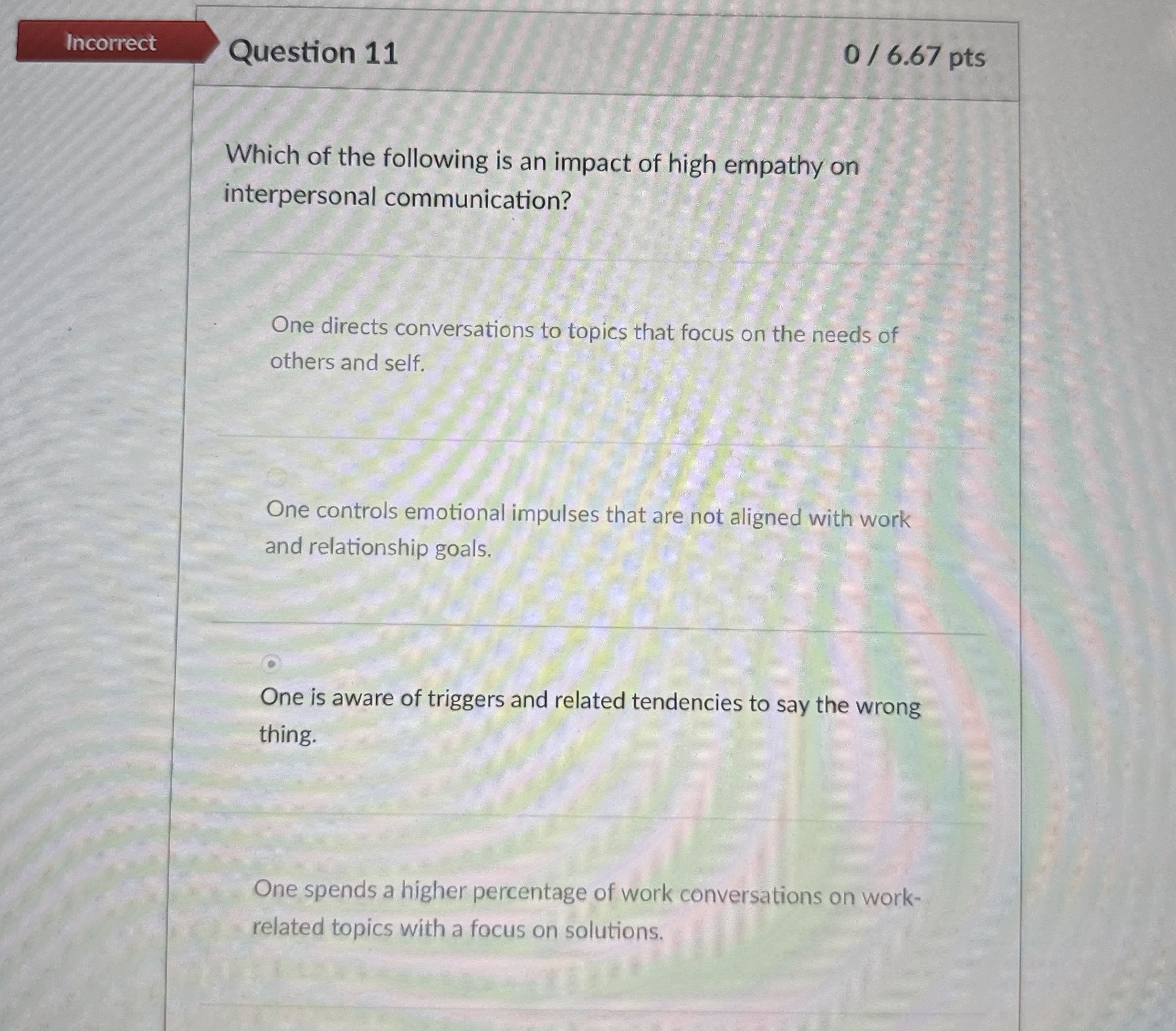 Solved Which of the following is an impact of high empathy | Chegg.com