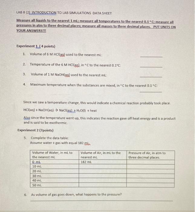 LAB 11 (2) INTRODUCTION TO LAB SIMULATIONS DATA SHEET | Chegg.com