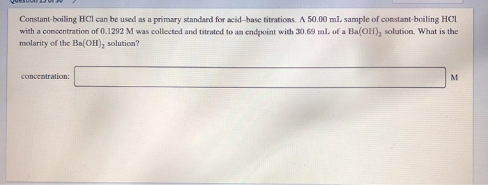 Solved Constant-boiling HCl can be used as a primary | Chegg.com