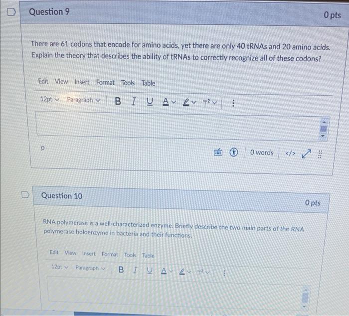 Solved Question 9 0 pts There are 61 codons that encode for | Chegg.com