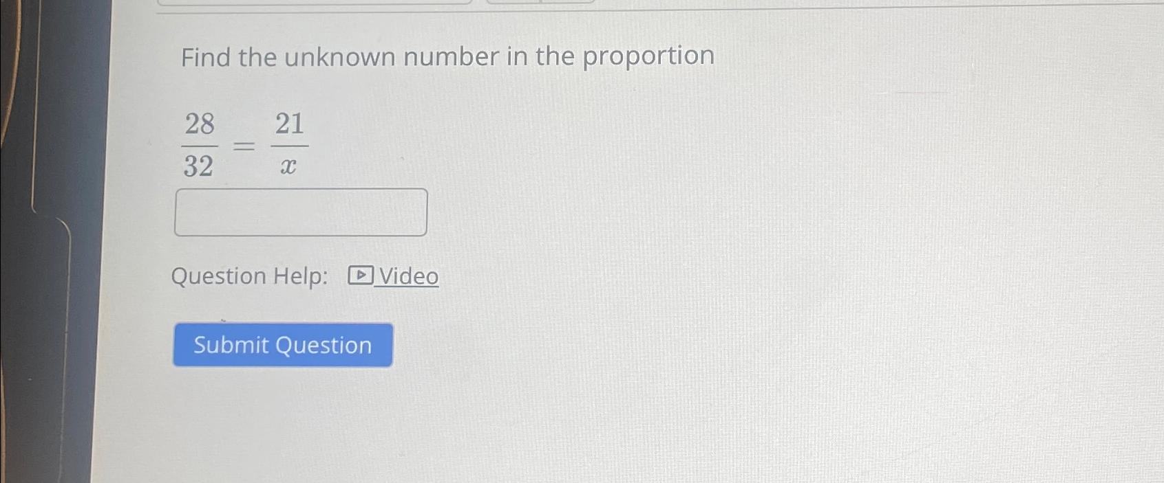 Solved Find the unknown number in the | Chegg.com