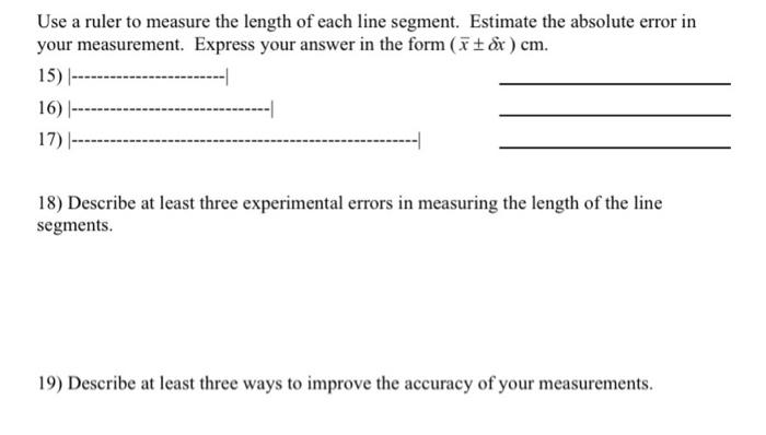 Solved Use a ruler to measure the length of each line | Chegg.com