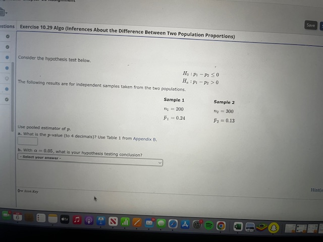 Solved Exercise 10.29 ﻿Algo (Inferences About the Difference | Chegg.com