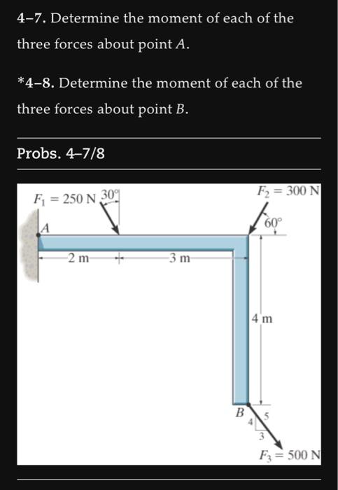 Solved 4-7. Determine the moment of each of the three forces | Chegg.com