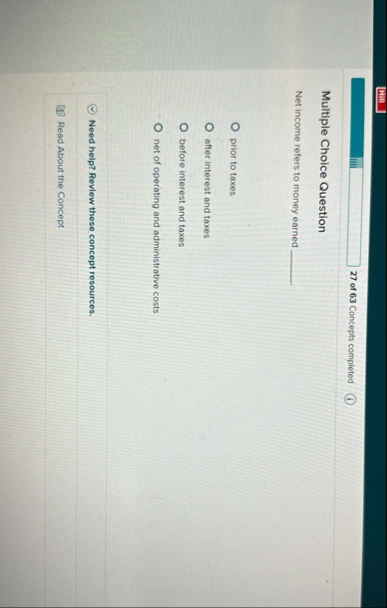 Solved Mill27 ﻿of 63 ﻿Concepts completedMultiple Choice | Chegg.com