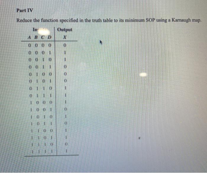 Solved Part Iv Reduce The Function Specified In The Truth