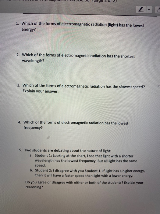 Solved Electromagnetic Radiation Participation Exercise | Chegg.com