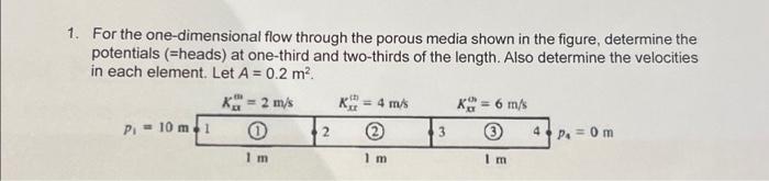 Solved For the one-dimensional flow through the porous media | Chegg.com