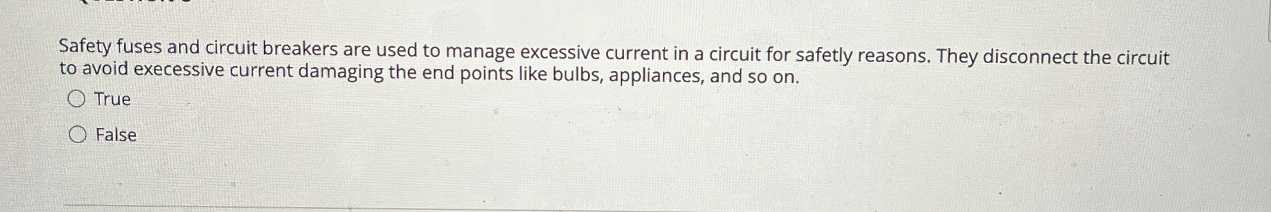 Solved Safety fuses and circuit breakers are used to manage | Chegg.com
