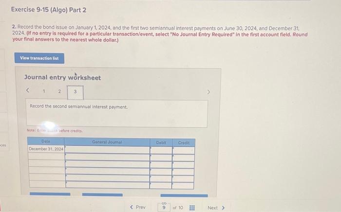 Solved Required informatlon Exercise 9-15 (Algo) Record | Chegg.com