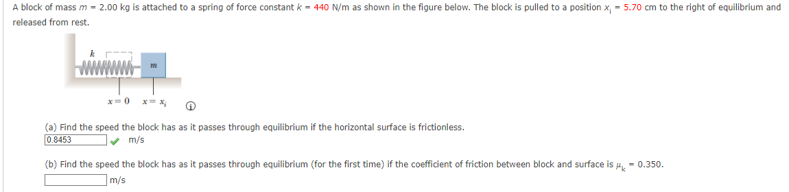 Solved A block of mass m=2.00kg ﻿is attached to a spring of | Chegg.com
