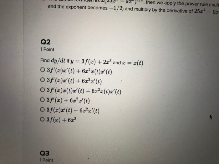 Solved then we apply the power rule (mult and the exponent | Chegg.com