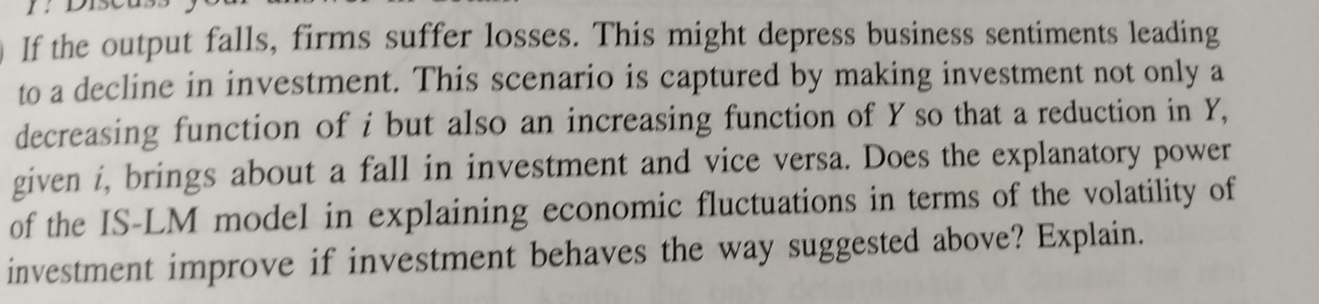 Solved If the output falls, firms suffer losses. This might | Chegg.com