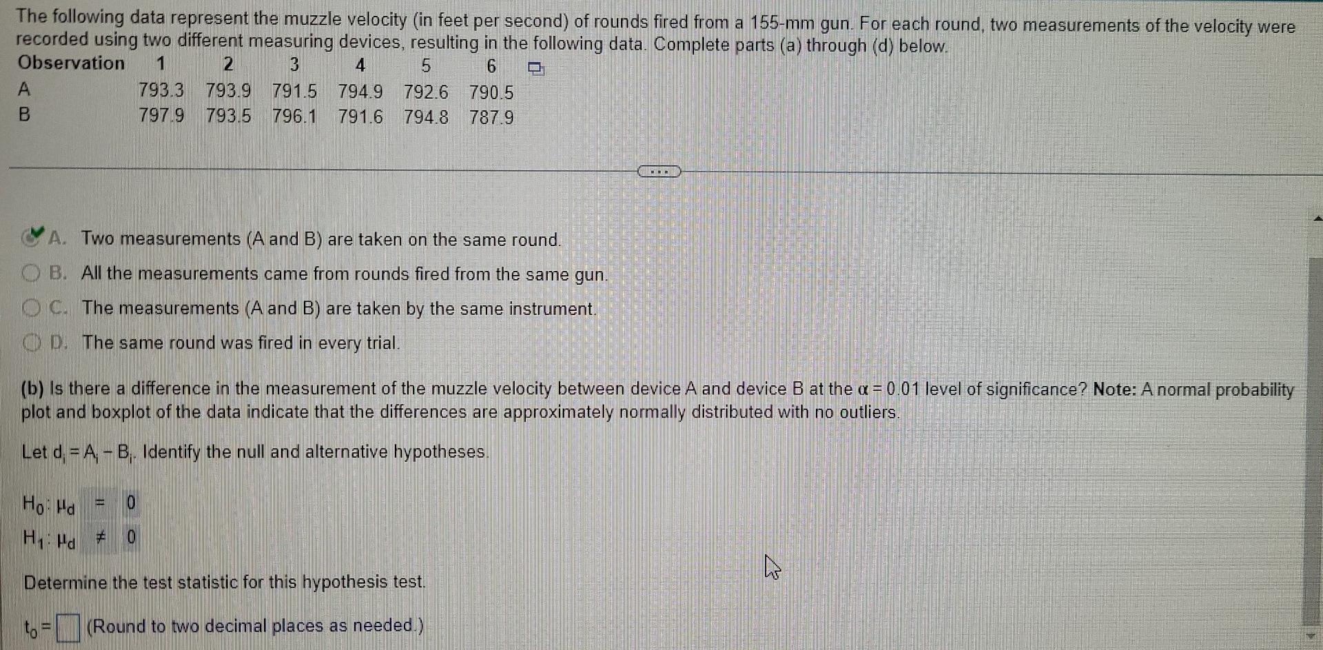 Solved The following data represent the muzzle velocity (in | Chegg.com
