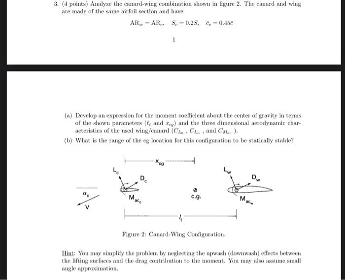 Solved 3. (4 points) Analyze the canard-wing combination | Chegg.com
