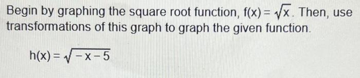 Solved Begin by graphing the square root function, f(x)=x. | Chegg.com