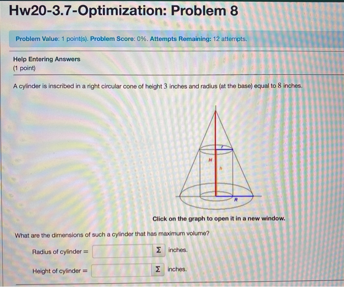 Solved Hw20-3.7-Optimization: Problem 8 Problem Value: 1 | Chegg.com