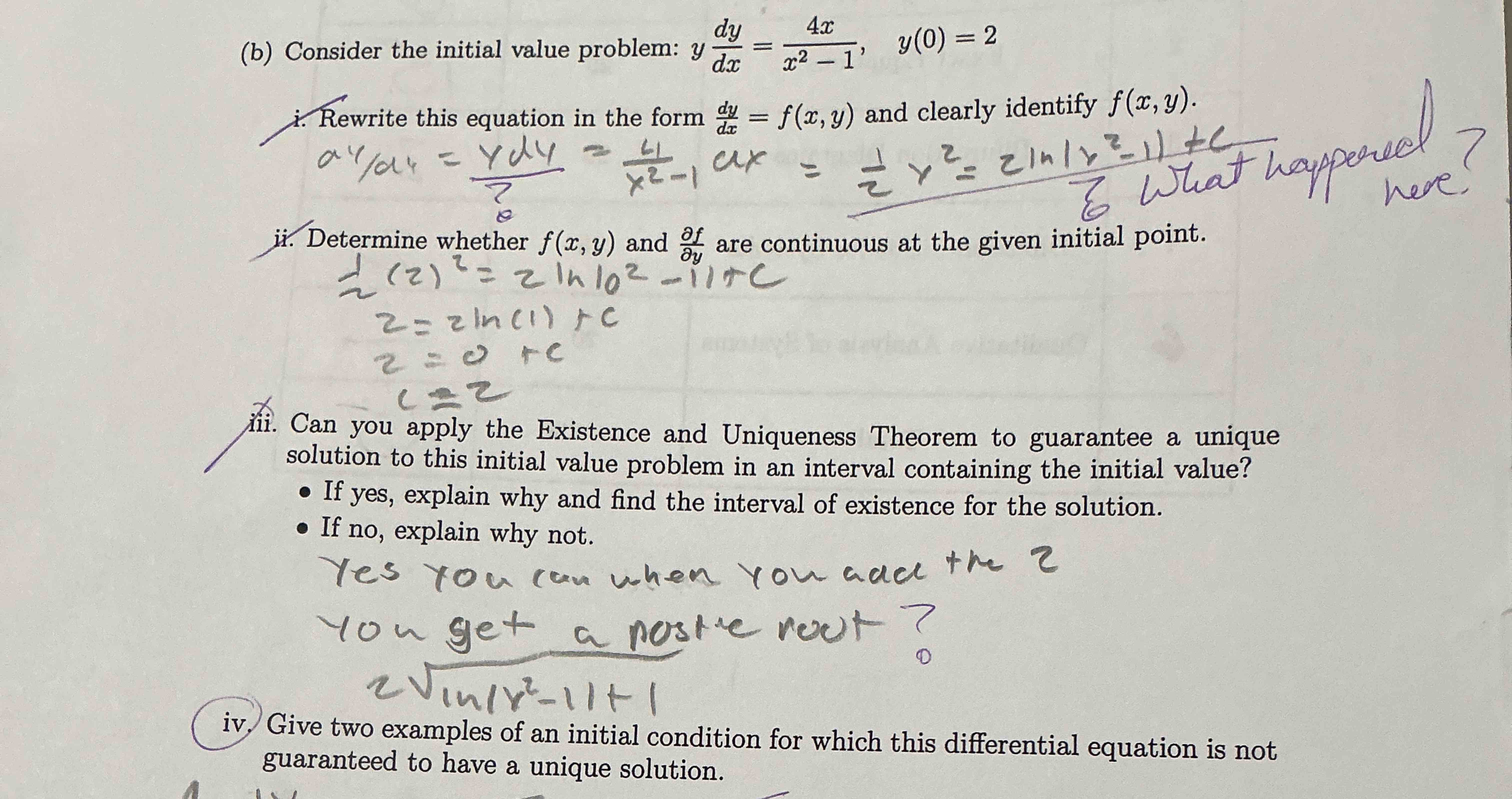 Solved (b) ﻿Consider the initial value problem: | Chegg.com