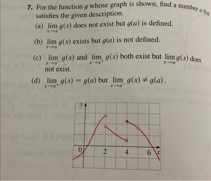Solved 7. For the function g whose graph is shown, find a | Chegg.com