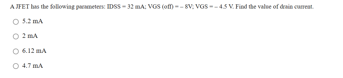 Solved A JFET has the following parameters: IDSS | Chegg.com