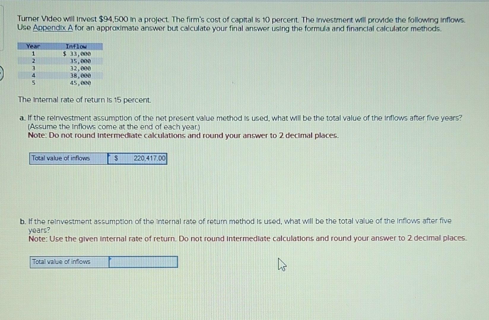 Turner Video will invest $94.500 ﻿in a project. The | Chegg.com