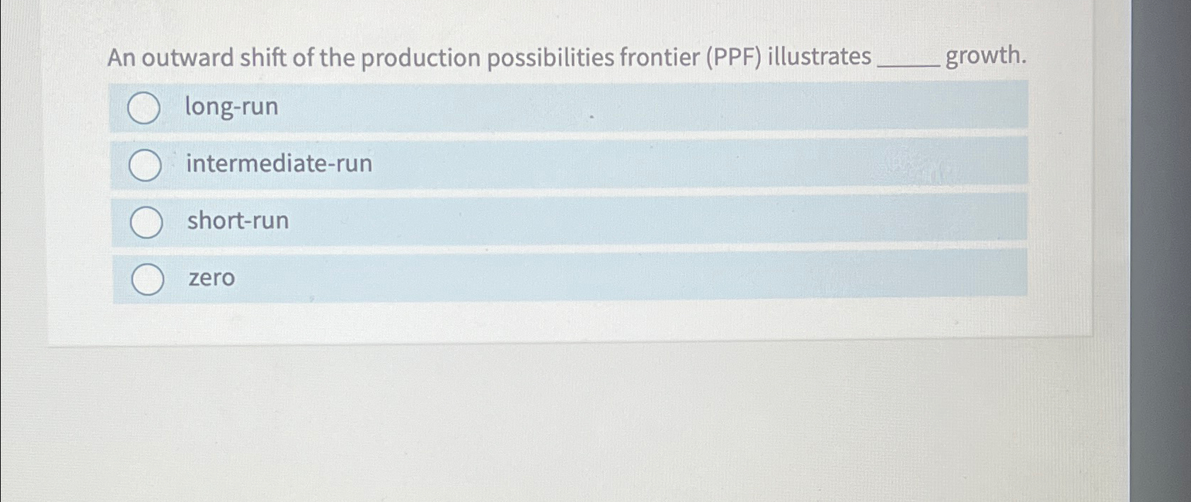 Solved An outward shift of the production possibilities | Chegg.com
