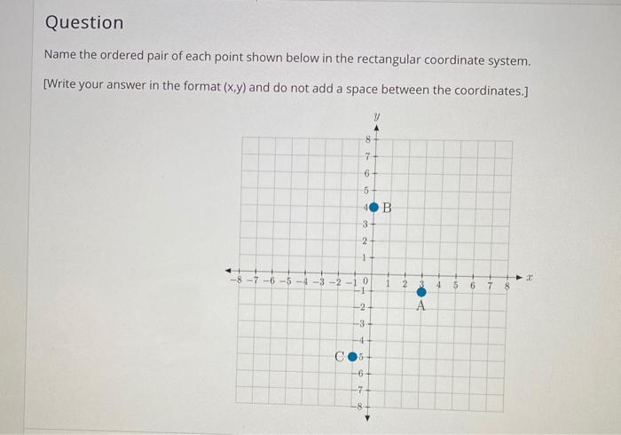 Solved Question Name the ordered pair of each point shown | Chegg.com