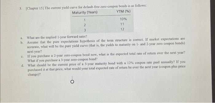 Solved 3. Chapter 15] The current yield curve for | Chegg.com