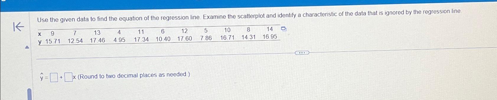 Solved Use the given data to find the equation of the | Chegg.com