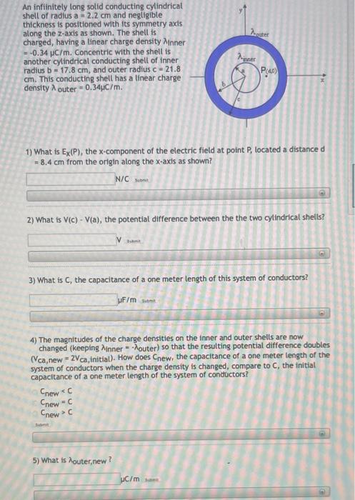 Solved An inffinitely long solid conducting cylindrical | Chegg.com
