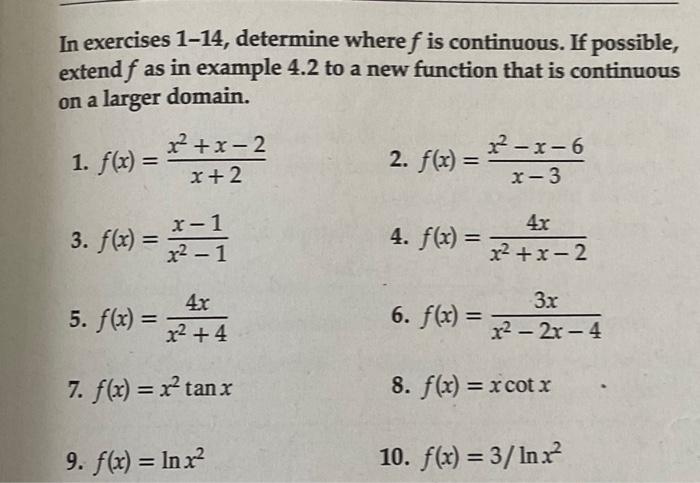 Solved In exercises 1-14, determine where f is continuous. | Chegg.com
