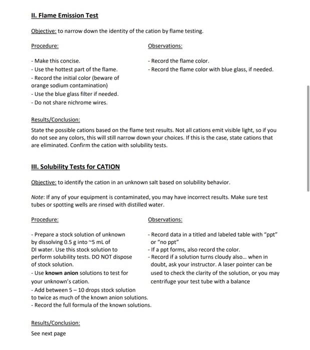 Solved Lab 14 - Identification of an Unknown Ionic Salt You | Chegg.com
