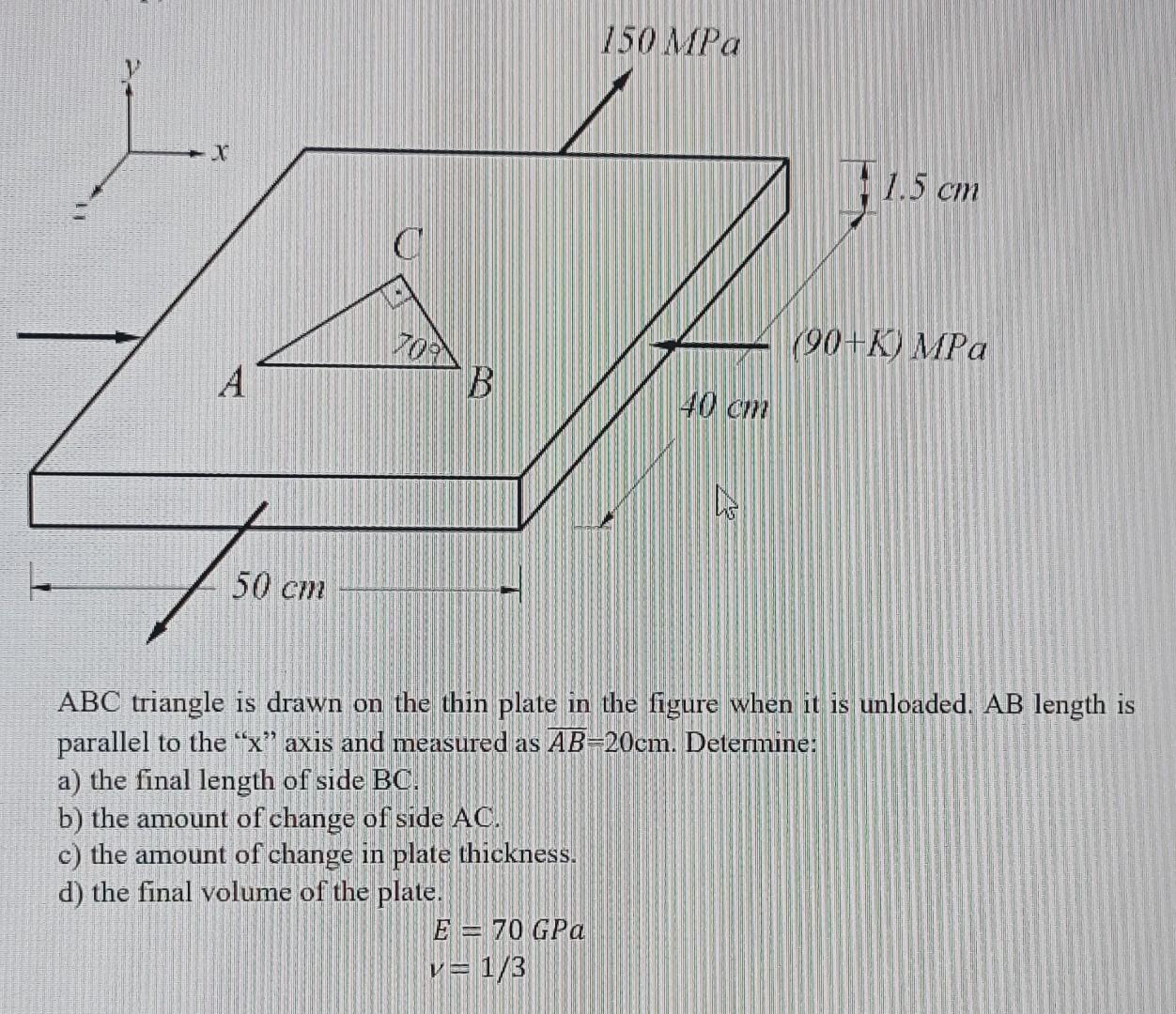 Solved ABC triangle is drawn on the thin plate in the figure | Chegg.com