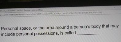 Solved Personal space, or the area around a person's body | Chegg.com